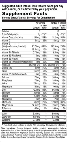 Systane ICaps Eye Vitamin & Mineral Supplement, Multivitamin Formula, 100 Coated Tablets (Packaging may vary)