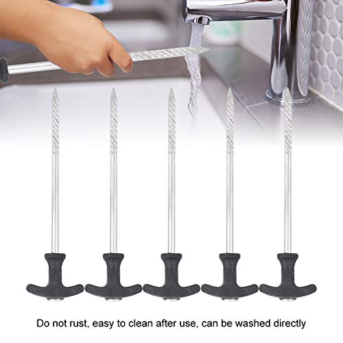 Tent Stakes,Set of 5 Heavy Duty Stainless Steel Tent Peg Ground Nails Screw Nail Stakes for Frozen Soil Ice Surface