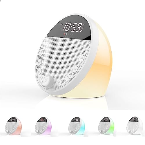 White Noise Machine with 18 Soothing Sounds, Digital Alarm Clock, 8 Light Colors and Timer Options,Sound Machine for Babies and Kids, Noise Machine for Better Sleep and Relaxation
