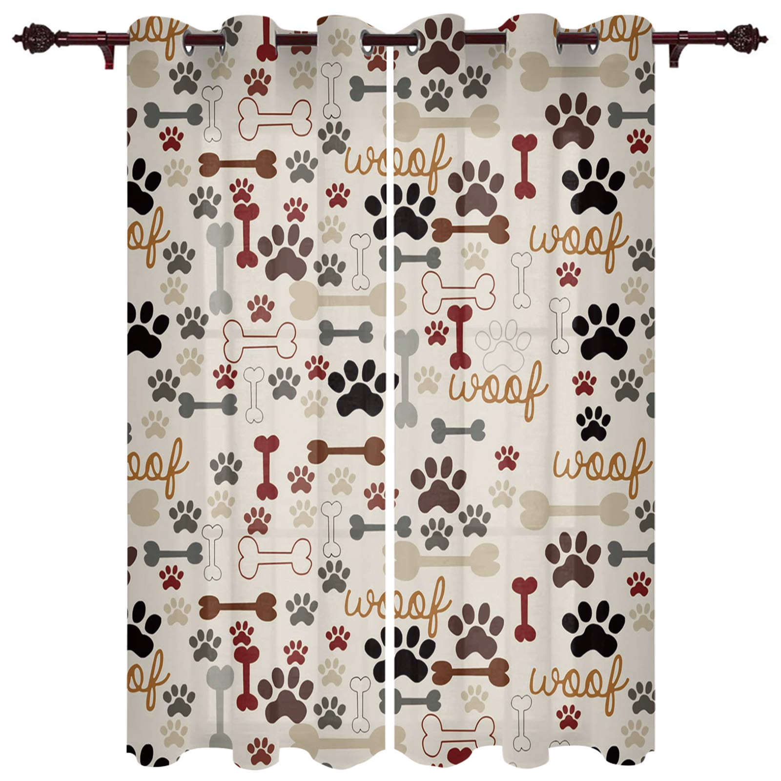 T&H Home Draperies & Curtains, Cutly Dog Pug for Pet Lover Window Curtain, 2 Panel Curtains for Sliding Glass Door Bedroom Living Room, 80" W by 63" L