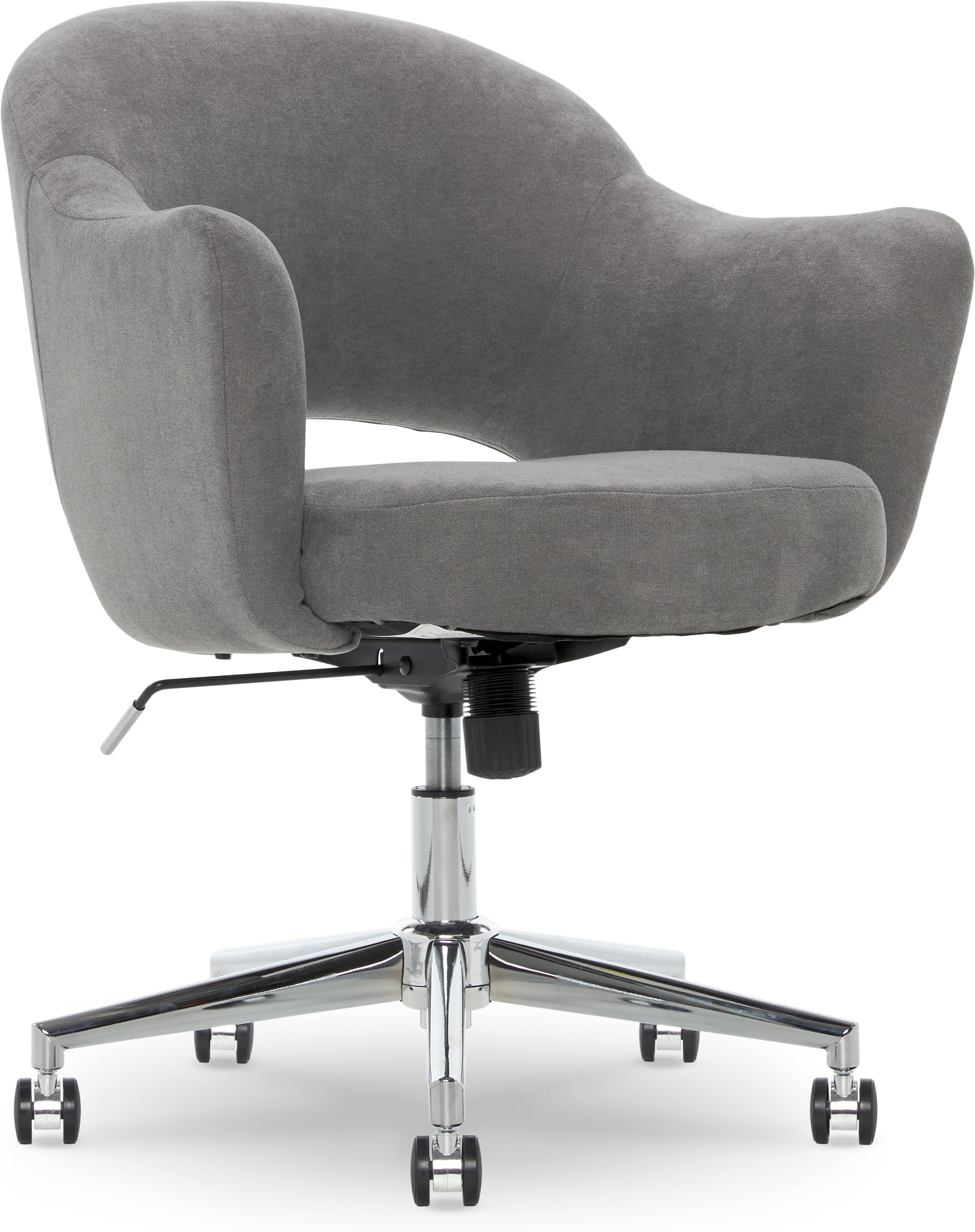 Serta Valetta Office Desk Memory Foam Padding, Midcentury Modern Style, Chrome-Finished Stainless-Steel Base, Home Chair, Gray