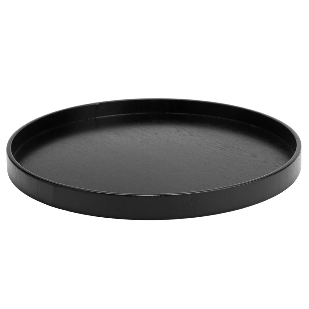 Wood Serving Tray, Snack Food Coffee Server Meals Ottoman Table Boards Decorative Storage Wooden Plate Breakfast Round Platters for Home Kitchen Restaurant Display Fruit Appetizer (33 * 31 * 3cm)