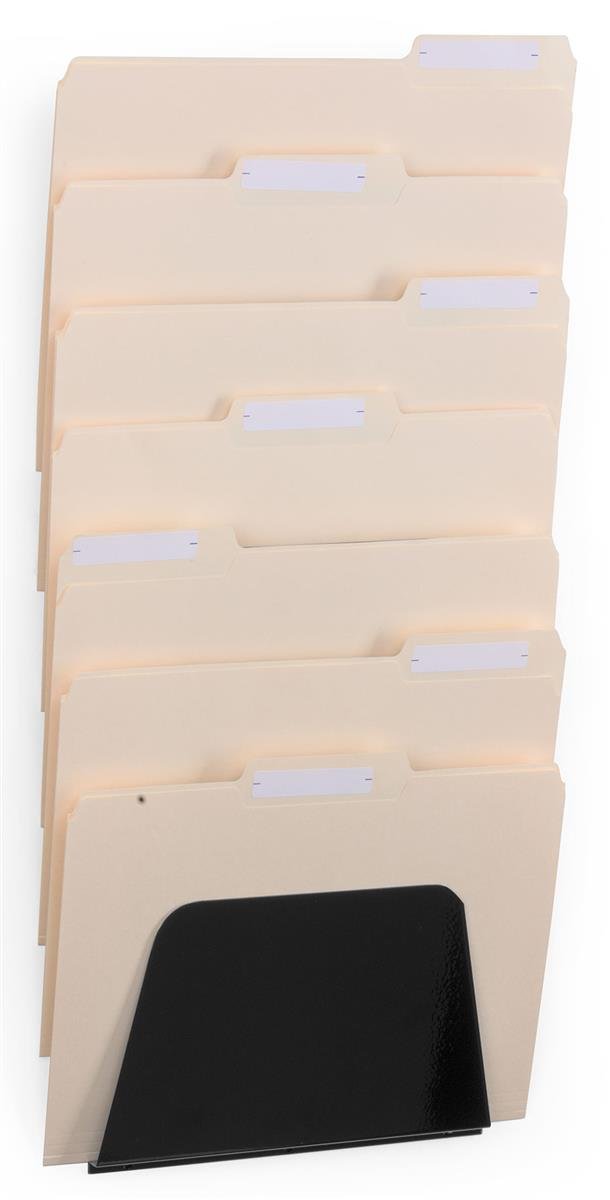 Set of 2 - Folder Wall Rack, 7 Pockets, Letter/Legal Size, Office Filing Organizer (Black)
