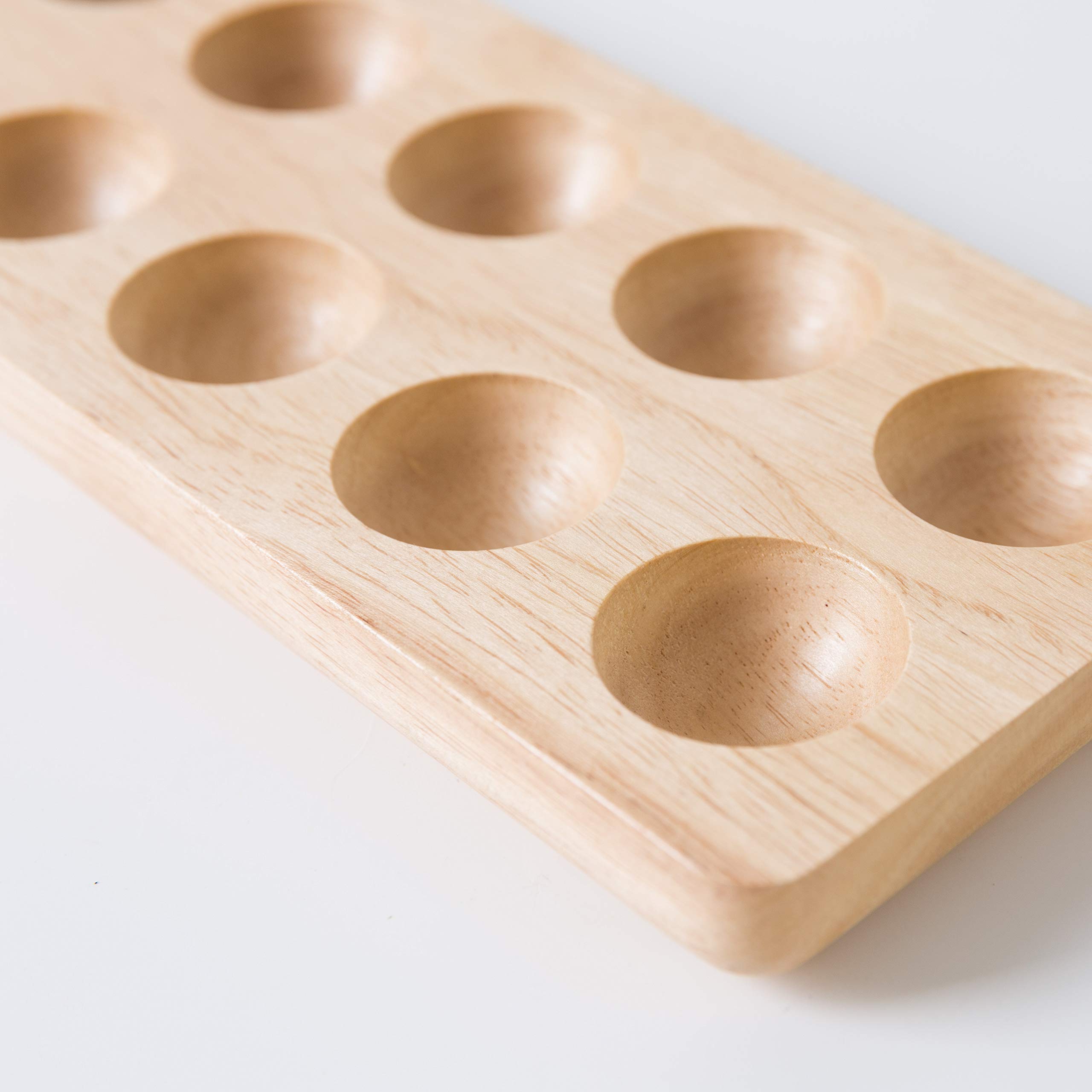 Wooden Egg Tray, Rubber Wooden Egg Holder, 12 Egg Holes for Display or Storage in Kitchen Refrigerator