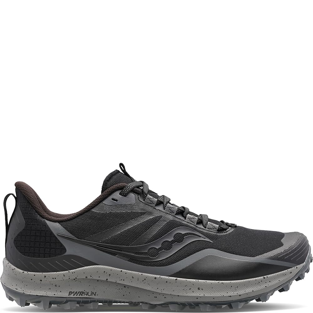 Saucony womens Peregrine 12 Running Shoe, Black/Charcoal, 8.5 US