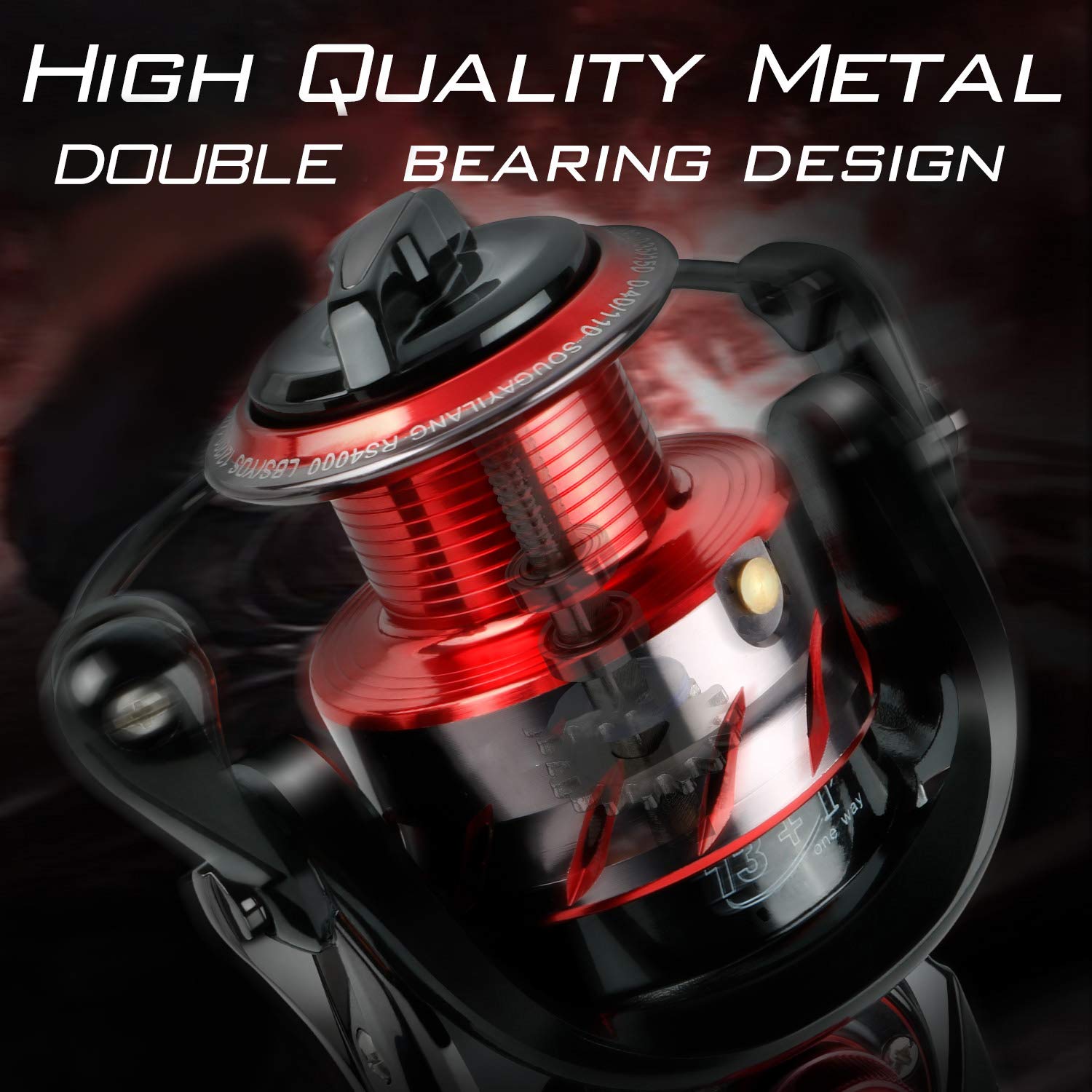 Sougayilang Fishing Reel Ultra Smooth Powerful,13+1BB Spinning Reel,Lightweight Graphite Frame, CNC Aluminum Spool for Freshwater(red 3000)