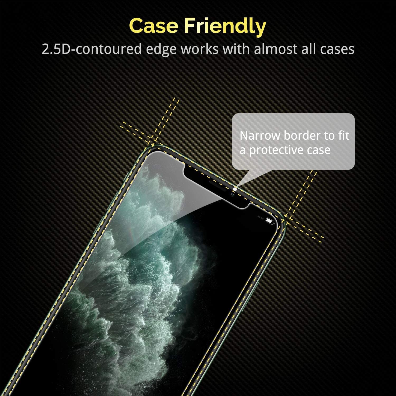 UNBREAKcable Screen Protector for iPhone 11 Pro Max iPhone Xs Max 2-Pack 6.5", Double Defense 9H Hardness HD Tempered Glass Screen Protector for iPhone 11 Pro Max/Xs Max with Easy Installation Frame,UBMU153