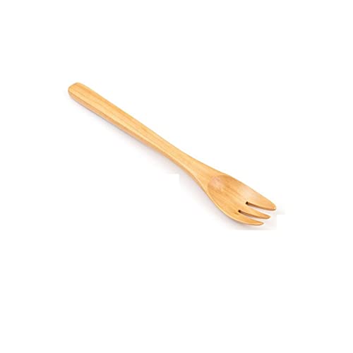 TAKESH Forks Wooden Spoon Fork Bamboo Kitchen Cooking Utensil Tools Soup-Teaspoon Tableware Wooden Fork for Desserts Salad Household Gifts