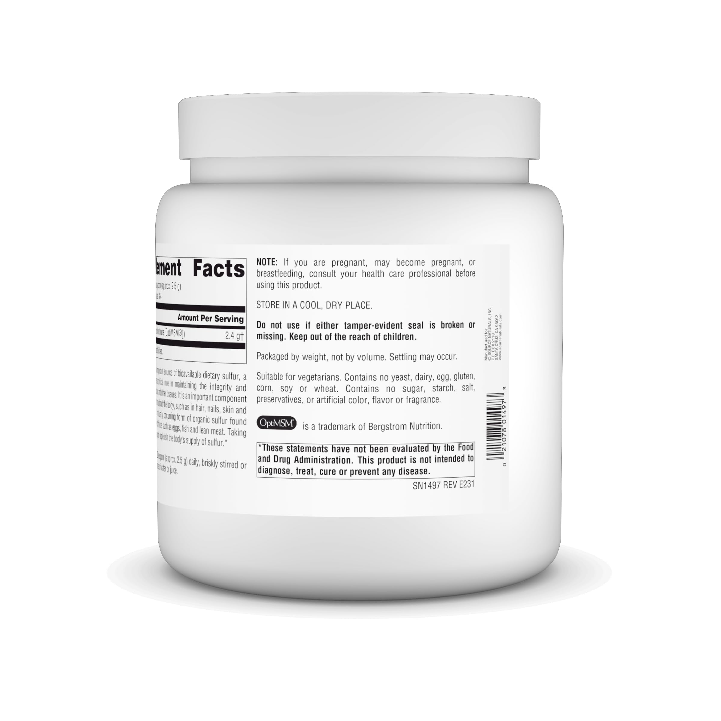 Source Naturals MSM (Methylsulfonylmethane) Net WT. 35 Ounce (1,000 GRAMS) - Powder