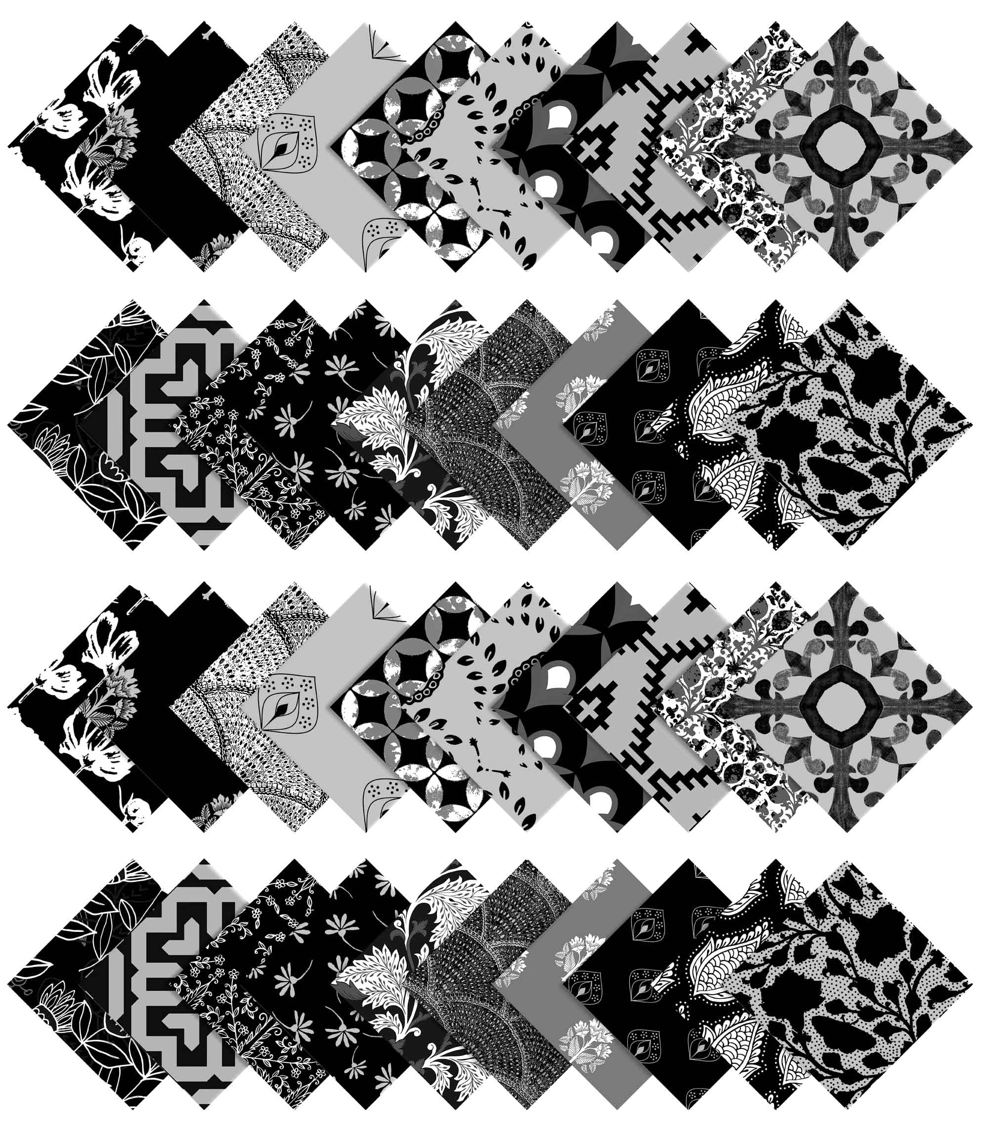 Soimoi Precut 10-inch Block Prints Cotton Fabric Bundle Quilting Squares Charm Pack DIY Patchwork Sewing Craft- Black & Gray