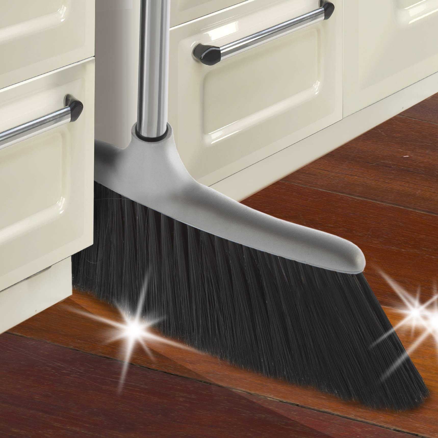 TIVIT Superslim Broom with Telescopic Handle - Non-Scratch Bristles and Long Extendable Chrome Handle, Lightweight, Allows to Reach The narrowest and Hard-to-Reach Corners, 55.5 in