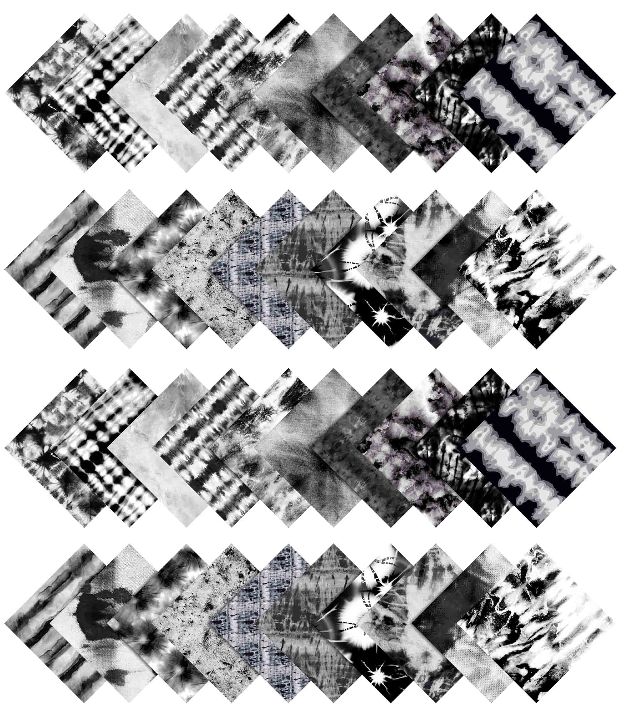 Soimoi Precut 10-inch Tie Dye Prints Cotton Fabric Bundle Quilting Squares Charm Pack DIY Patchwork Sewing Craft- Black