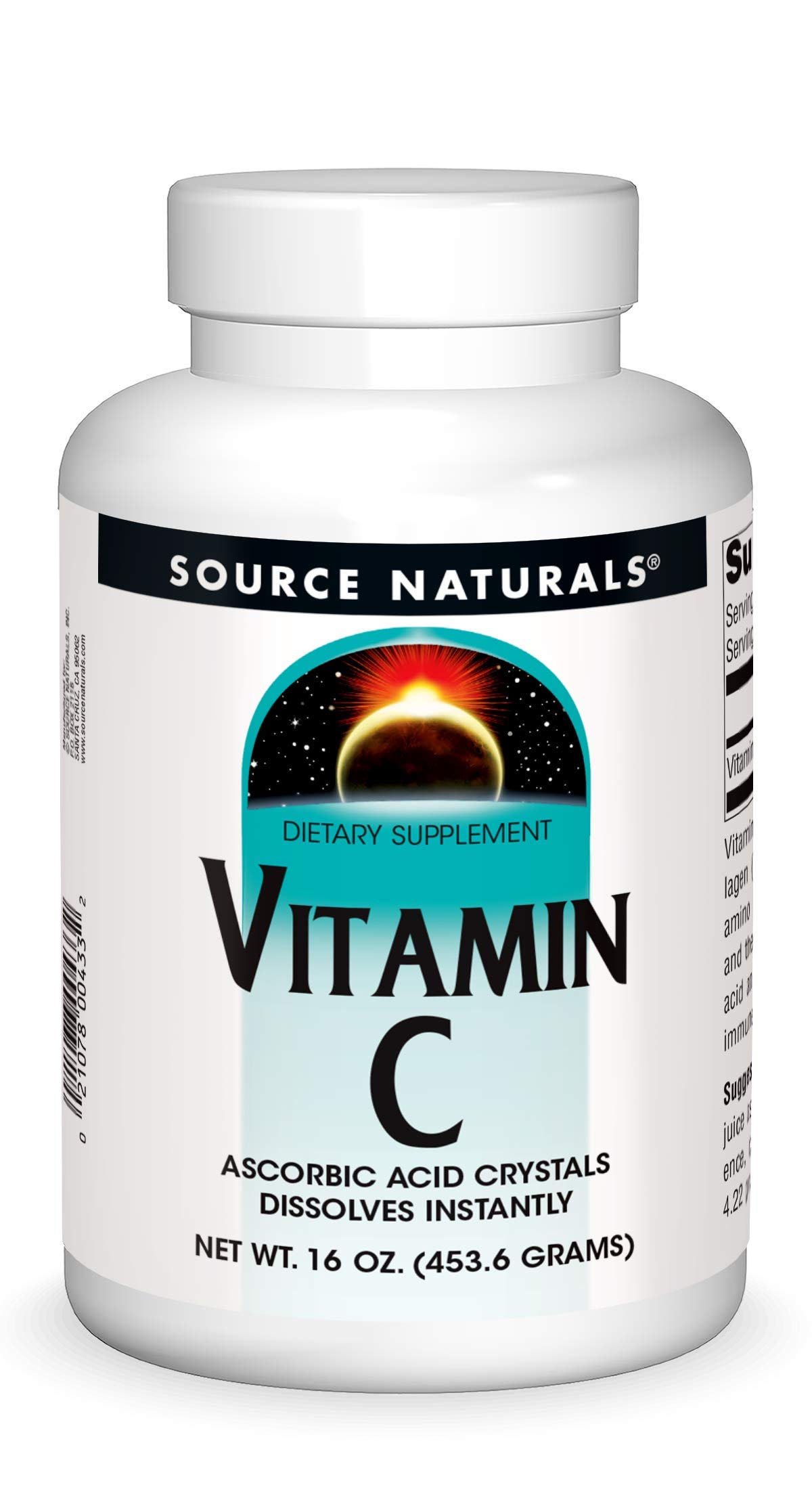 Source Naturals Vitamin C - Ascorbic Acid Crystals That Dissolves Instantly, Dietary Supplement - 16 oz
