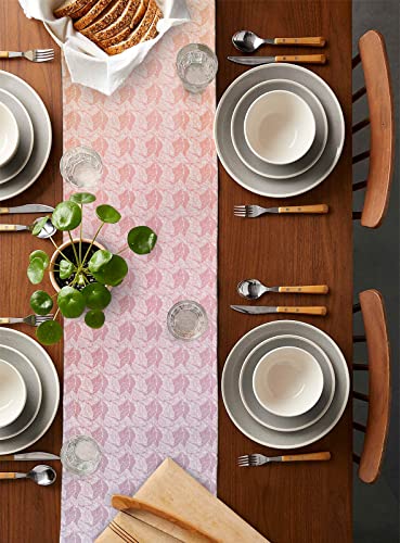 Table Runner 108 Inches Long Plant Gradient Bay Leaf Palm Tree Leaf Coffee Table Runners for Farmhouse Birthday Party Holiday Dinner 13x108in