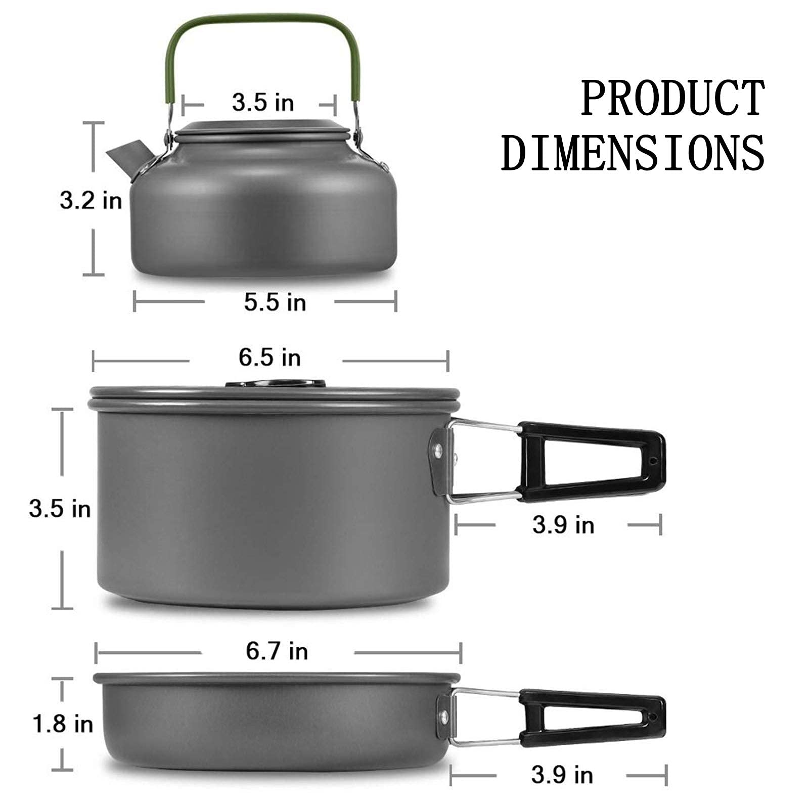 Swiftrans Aluminum Outdoor Camping Cookware Set, Folding Cookset Camping Teapot and Pans Set Equipment,Lightweight Pots, Pans with Mesh Set Bag for Backpacking, Hiking, Picnic