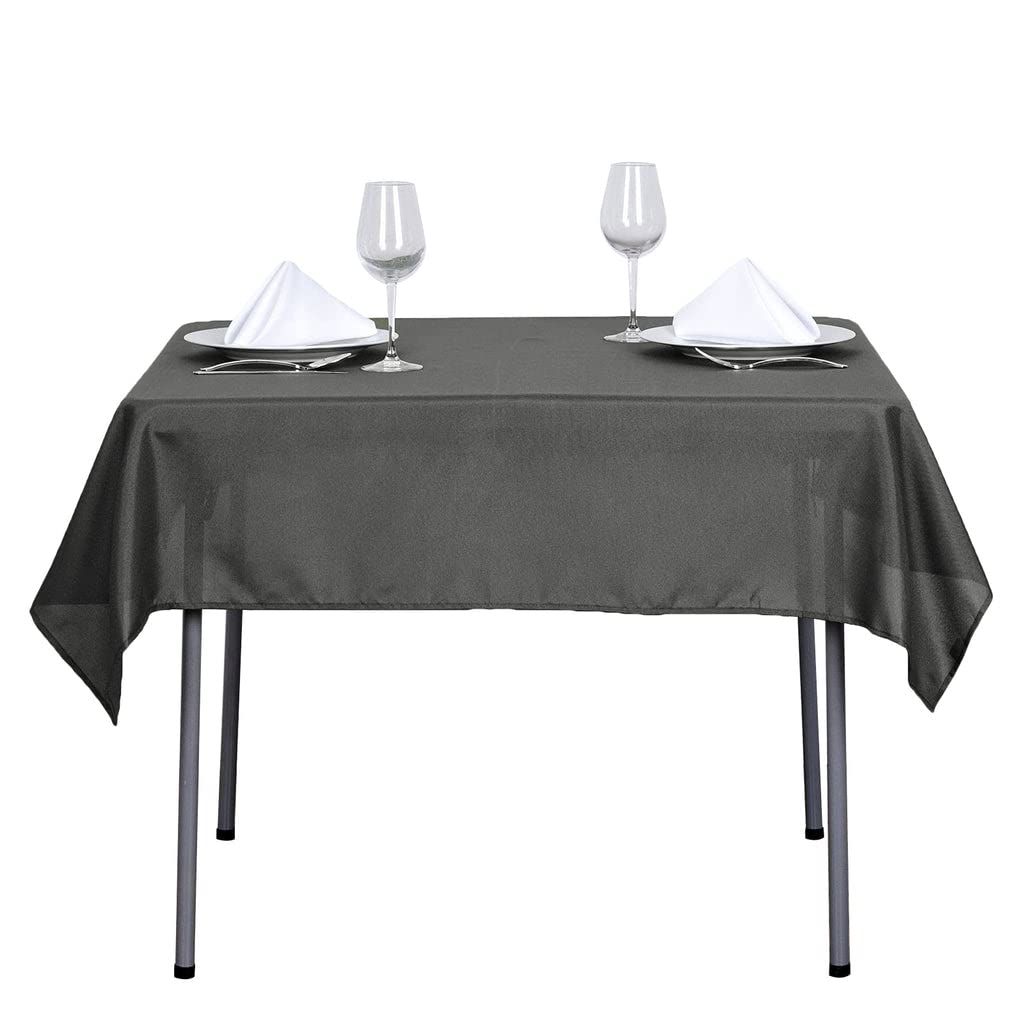 TABLECLOTHSFACTORY 54x54 Charcoal Grey Wholesale Linens Seamless Polyester Square Linen Tablecloth for Wedding Banquet Party Restaurant