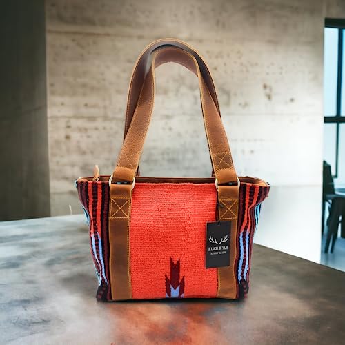 Southwestern Handwoven Wool Leather Boho Tote Purse Western Handbag (Sedona)