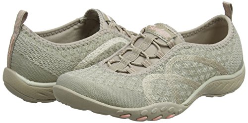 Skechers Relaxed Fit Breathe Easy Fortune Knit Womens Bungee Sneakers Taupe 9.5 M US