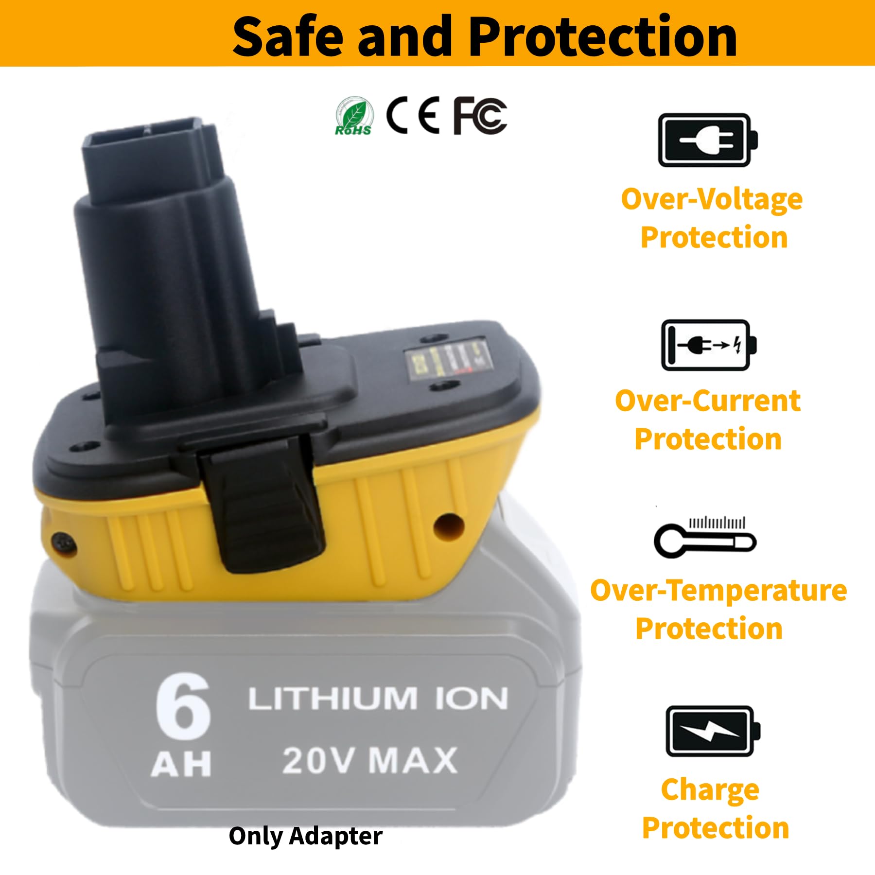 Swidan 18v to 20v Adapter DCA1820 Compatible with Dewalt 18V Tools,Convert 20V MAX Compact Lithium Batteries DCB201 DCB203 to 18 Volt NiCad &NiMh DC9096 DE9096 DW9099 Battery