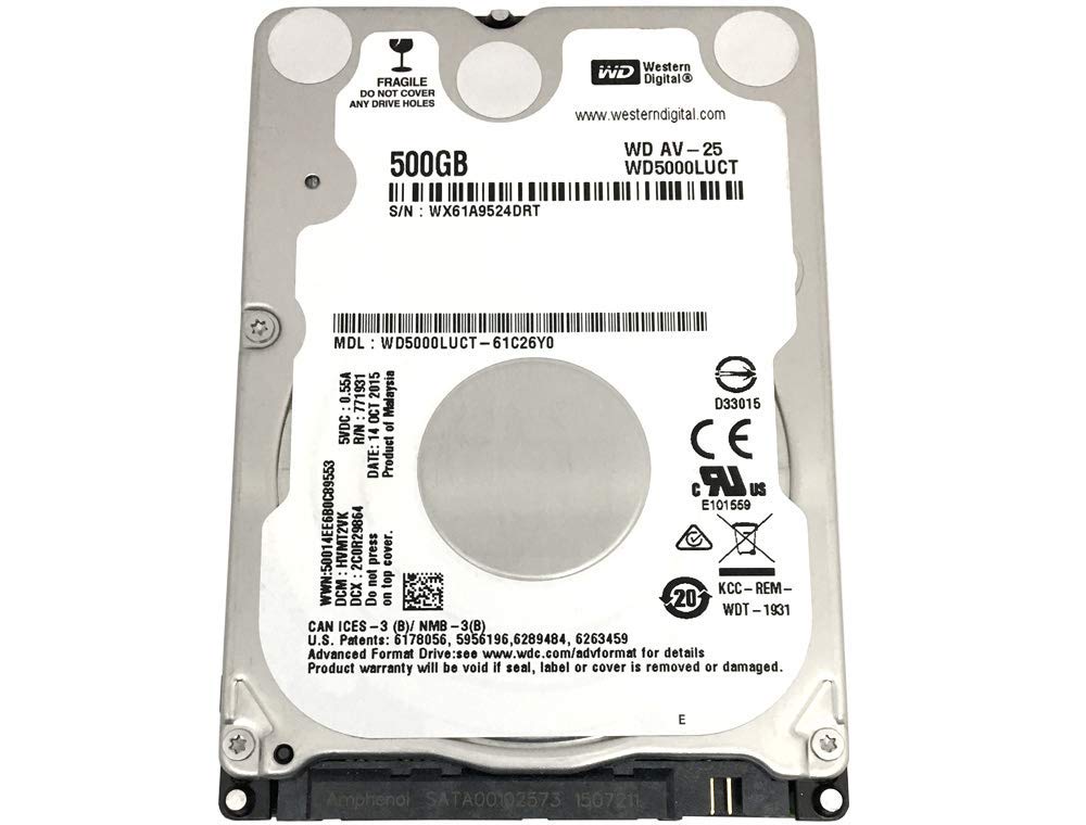 Western Digital WD5000LUCT AV 500GB 5400RPM 16MB Cache (7mm) SATA 3.0Gb/s Internal 2.5inch Notebook Hard Drive