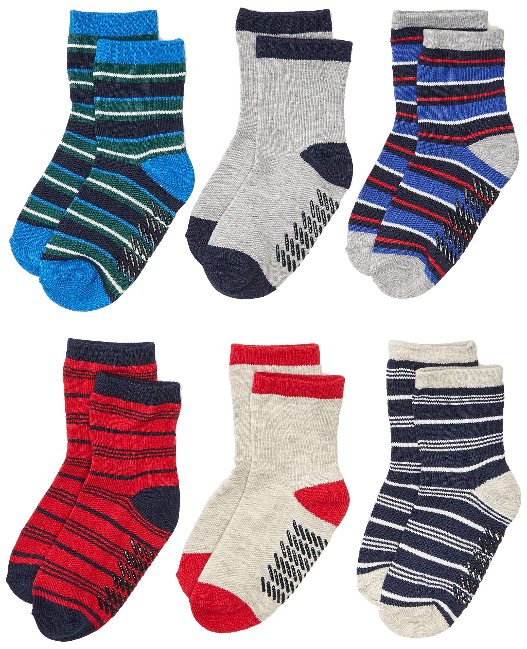 The Children's Place Boys' Toddler Striped Midi Socks 6-Pack, Multi Color, 6-12 Months