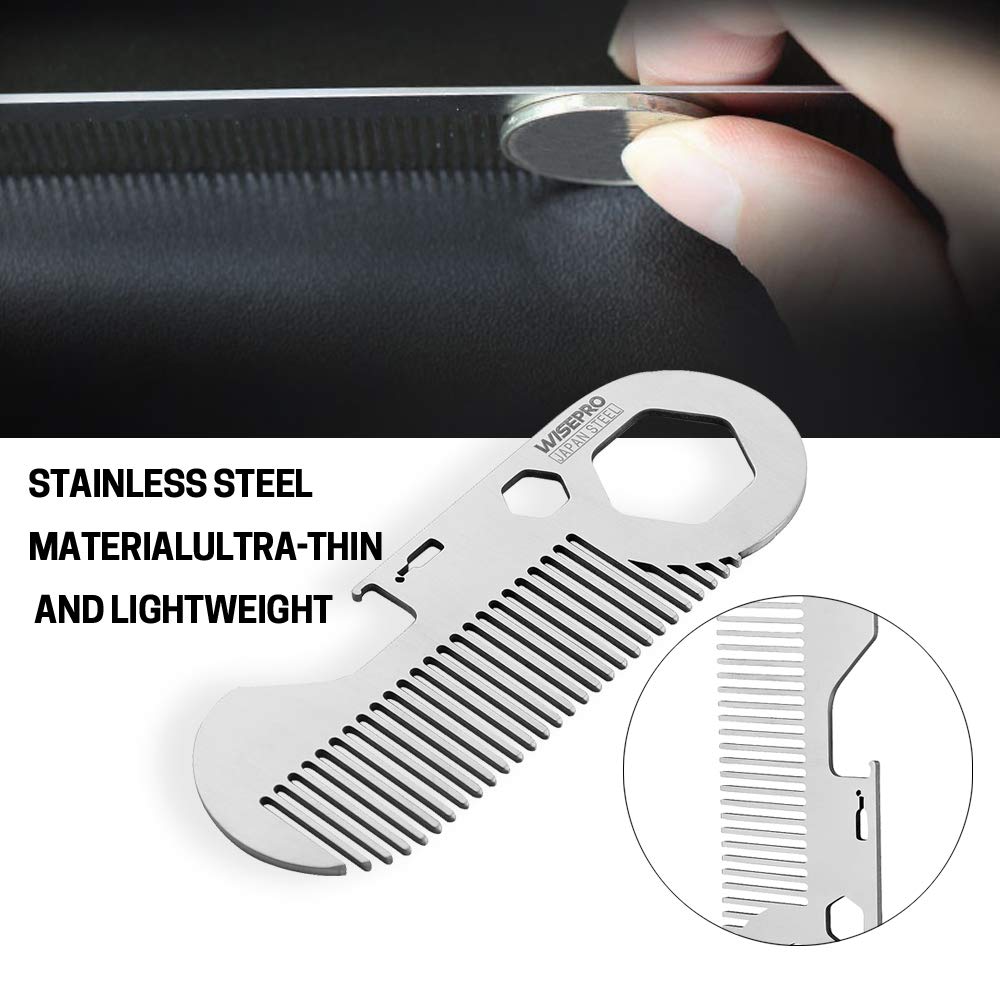 WISEPRO Beard Mustache Comb Fine Toothed Beard Comb Keychain Comb,Suitable For Beard Care Facial Hair Grooming(White Circle Corkscrew)