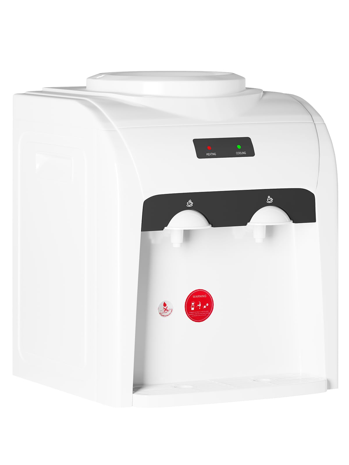 TABU Top Loading Water Cooler Dispenser, Hot & Cold Water, Countertop Water Cooler Dispenser, Holds 3 or 5 Gallon Bottle, with Anti-Scalding Design and Child Safety Lock for Home, Office Use (White)