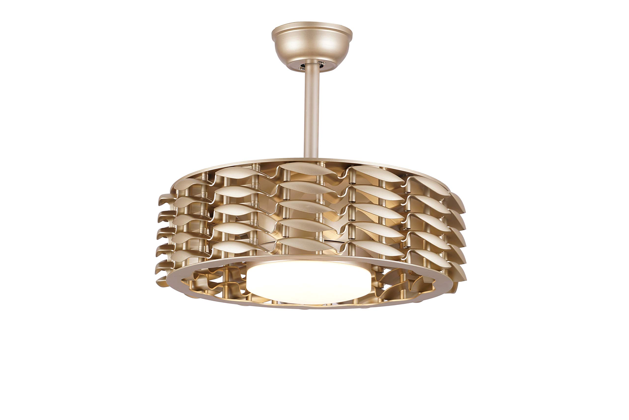 Todays Fans Oceano Bladeless Ceiling Fan, 6 Speeds with LED Light, 23" (Gold)