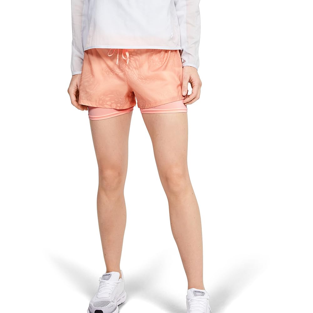 Under Armour Run Speedpocket 2-in-1 Weightless Running Short, Peach Frost (845)/Reflective, Large