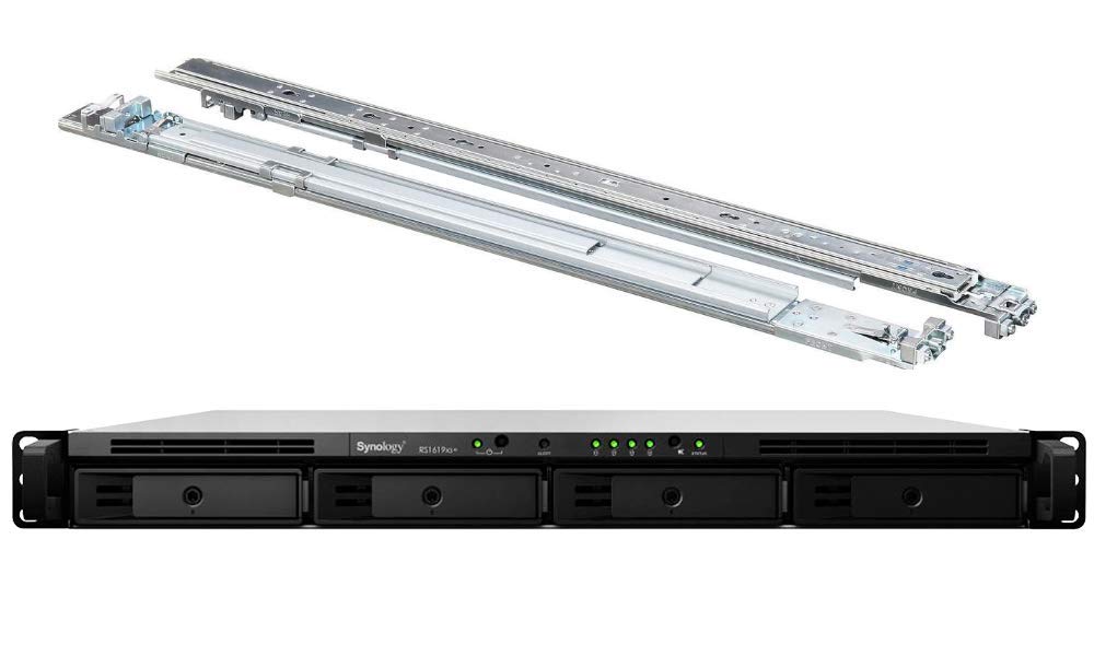 Synology RackStation RS1619xs+ iSCSI NAS Server with Intel Xeon 2.2GHz CPU, 16GB Memory, 1TB SSD and 8TB HDD, Rail Kit, DSM Operating System