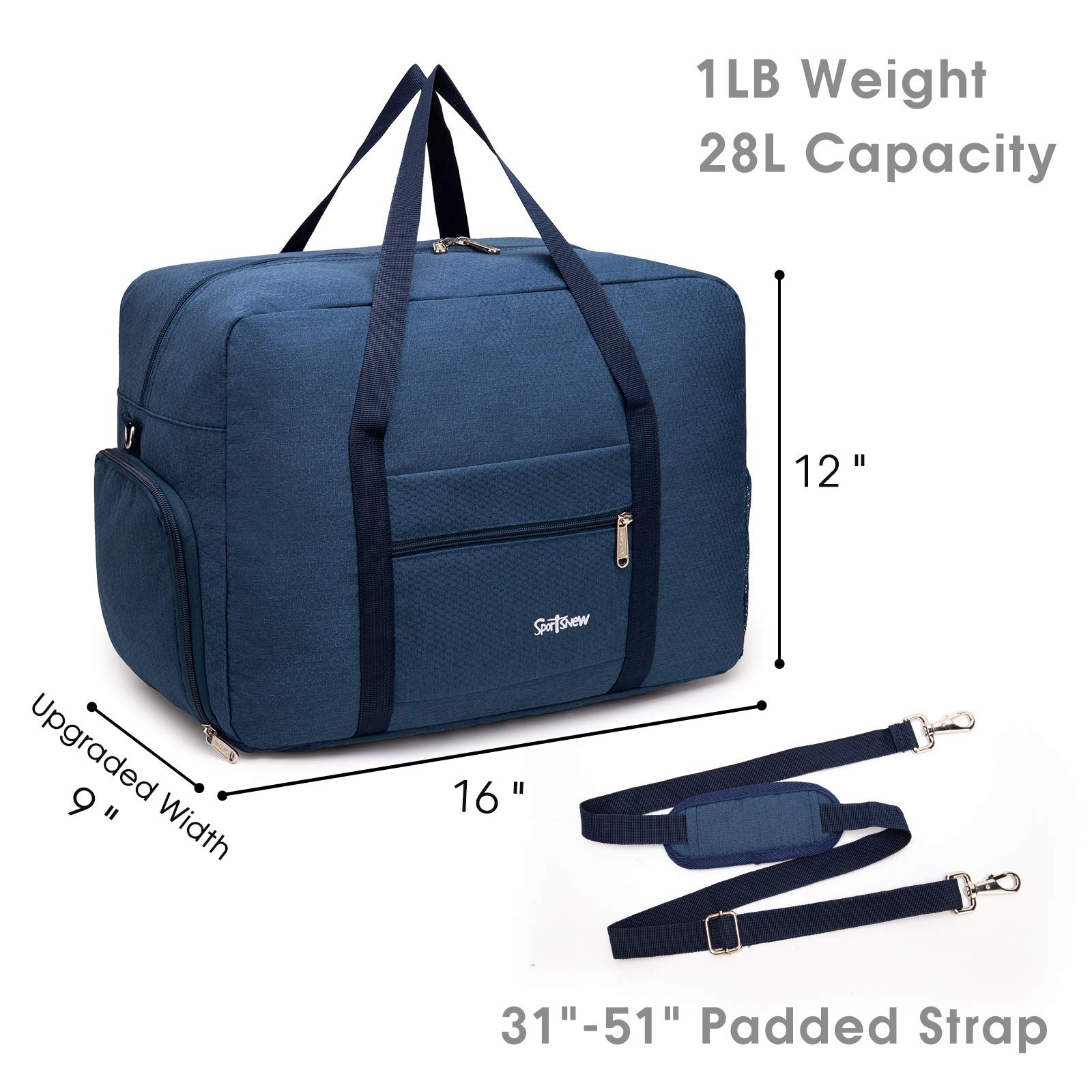 Sports Gym Bag with Wet Pocket & Shoes Compartment, Travel Duffel Bag, Navy Small (16")