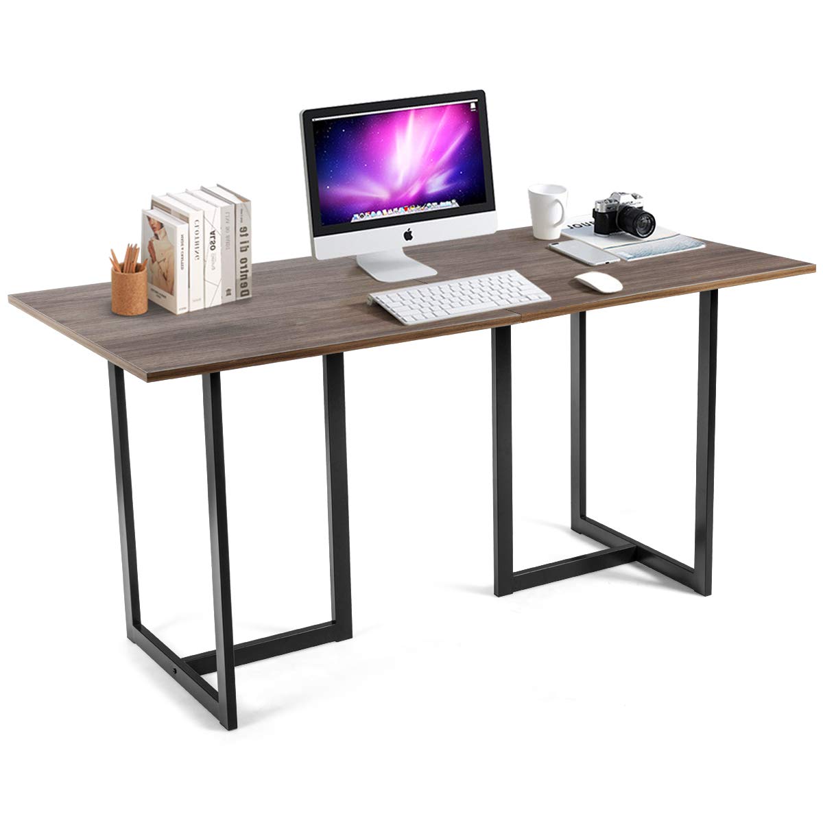 Tangkula 60 inch Computer Desk, Large Writing Table, Modern Versatile Writing Desk with Spacious Desktop, Computer Workstation Study Table Home Office Desk (Light Brown)
