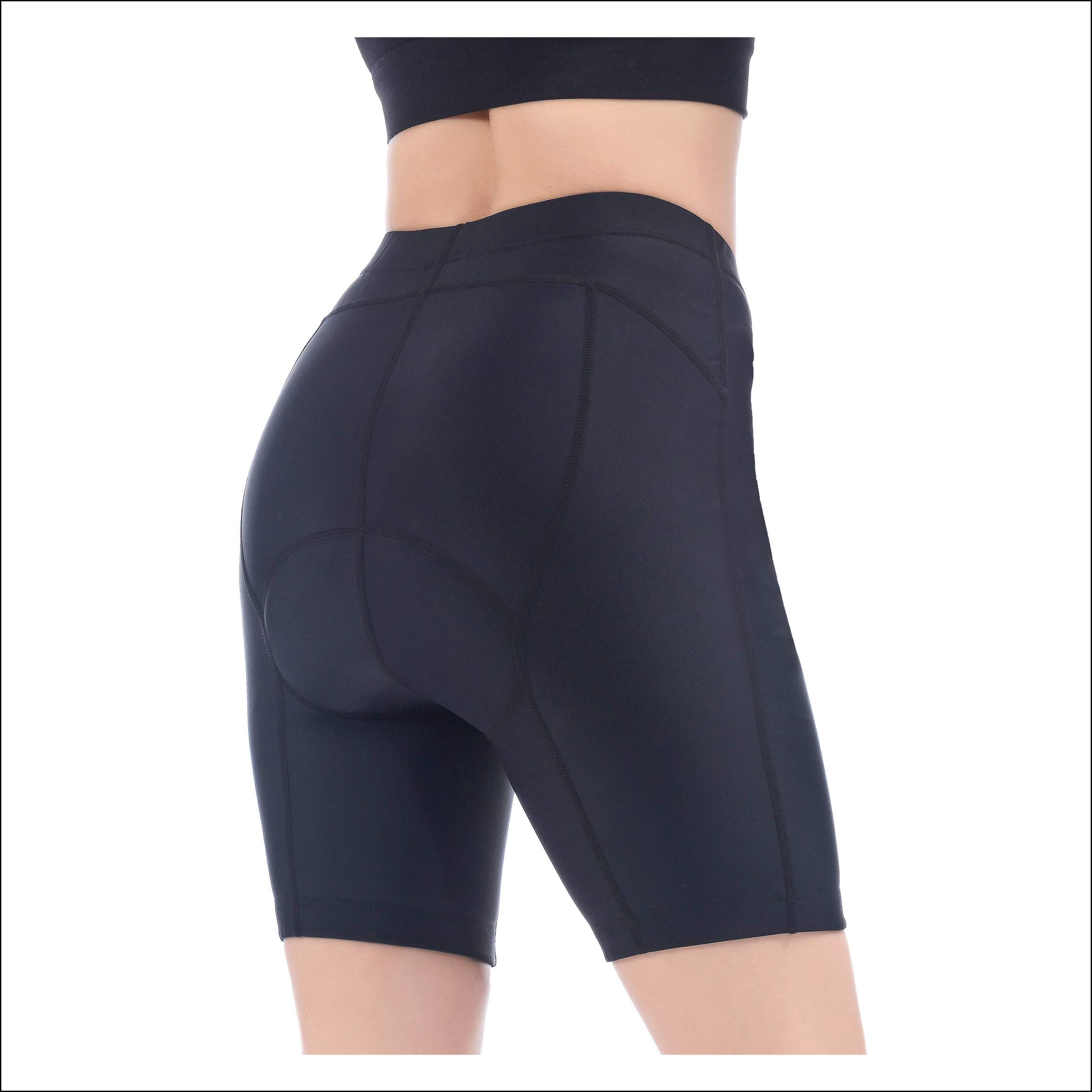 Women Cycling Bike Shorts Padded - Breathable Bicycle Riding Tight Shorts with 3D Pad (Large) Black