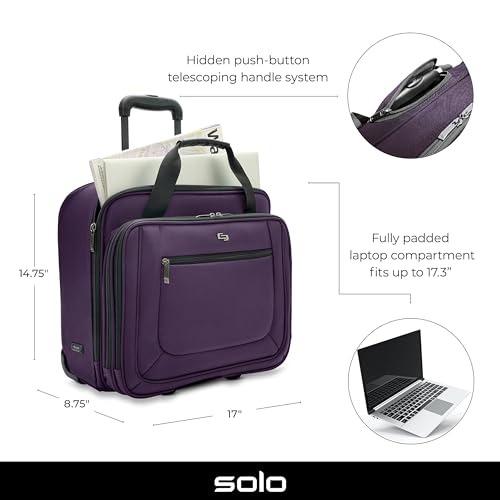 Solo New York Bryant Rolling Laptop Bag, Grape