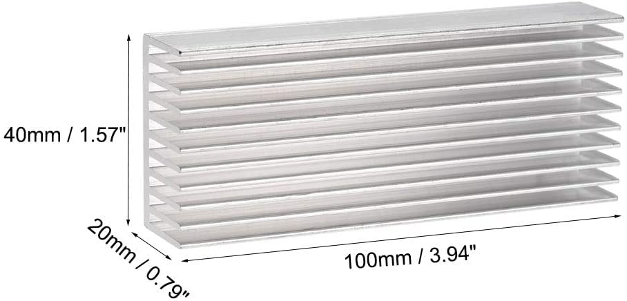 tatoko Aluminum Chipset Heatsink, 100mm (L) x40mm(W) x20mm (H) Heat Sink Cooling Fin for High Power Amplifier Transistor Semiconductor 2PCS