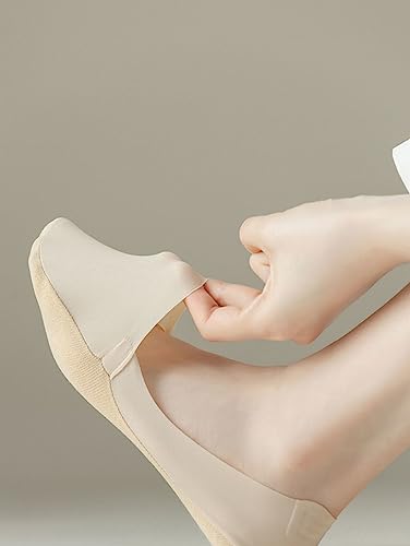 Women No Show Socks Ultra Low Cut Liner Socks Ice Feeling socks Nonslip Liner Invisible Flat Boat Thin Socks 6/8 pairs (6 pairs nude)