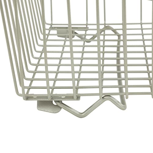 Spectrum Diversified Ashley Stackable Wire Basket with Raised Feet and Looped Handles Modular Stacking Bin System for Kitchen Countertop & Desk Organization, Large, Satin Nickel