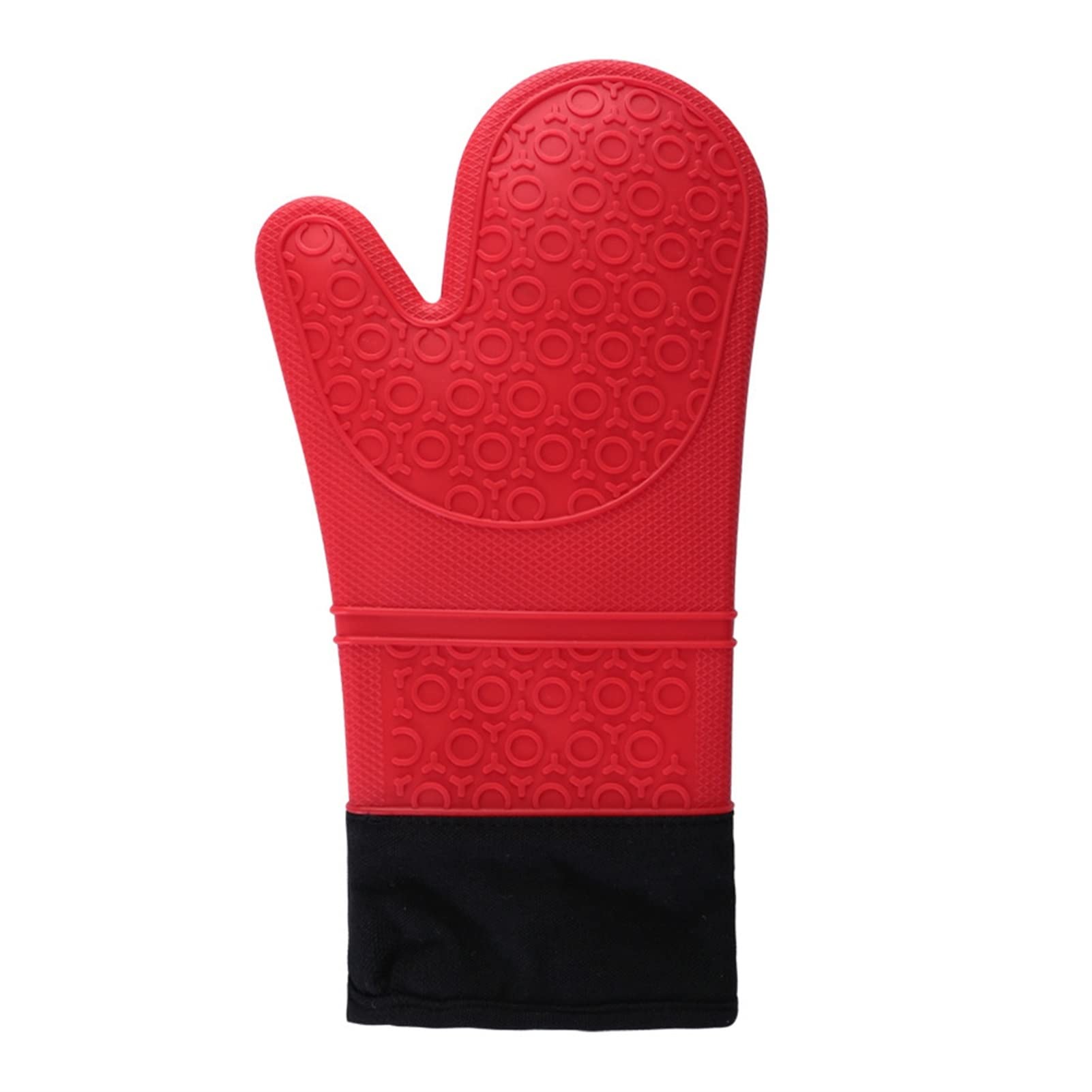 TBMAKE Oven Mitt Silicone Heat Resistant Gloves Household Long Cotton Microwave Mittens Oven Kitchen Baking Glove Cooking Barbecue Gants (Color : 1pcs Red)