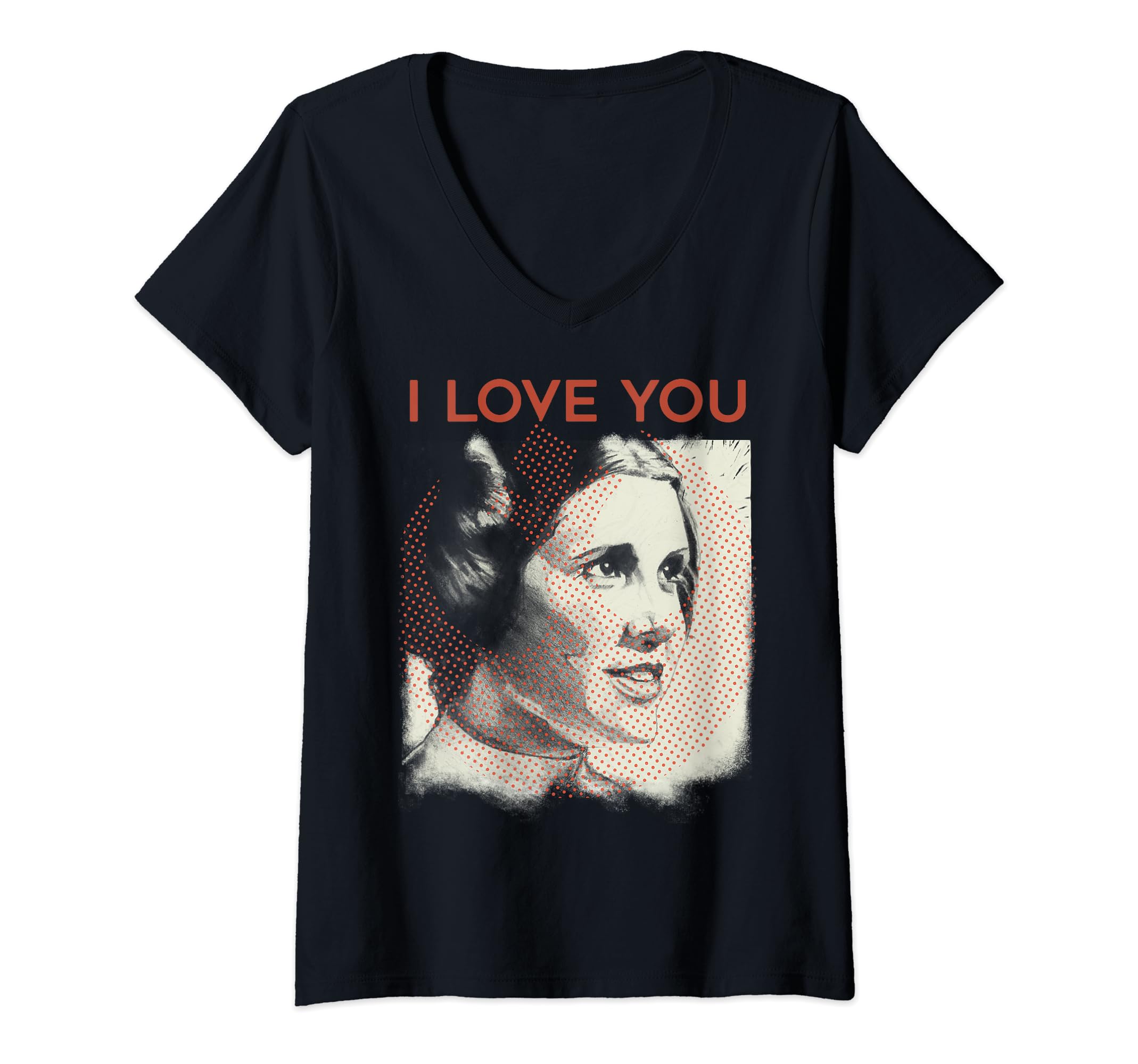 Womens Star Wars Princess Leia I Love You Rebel Dot V-Neck T-Shirt