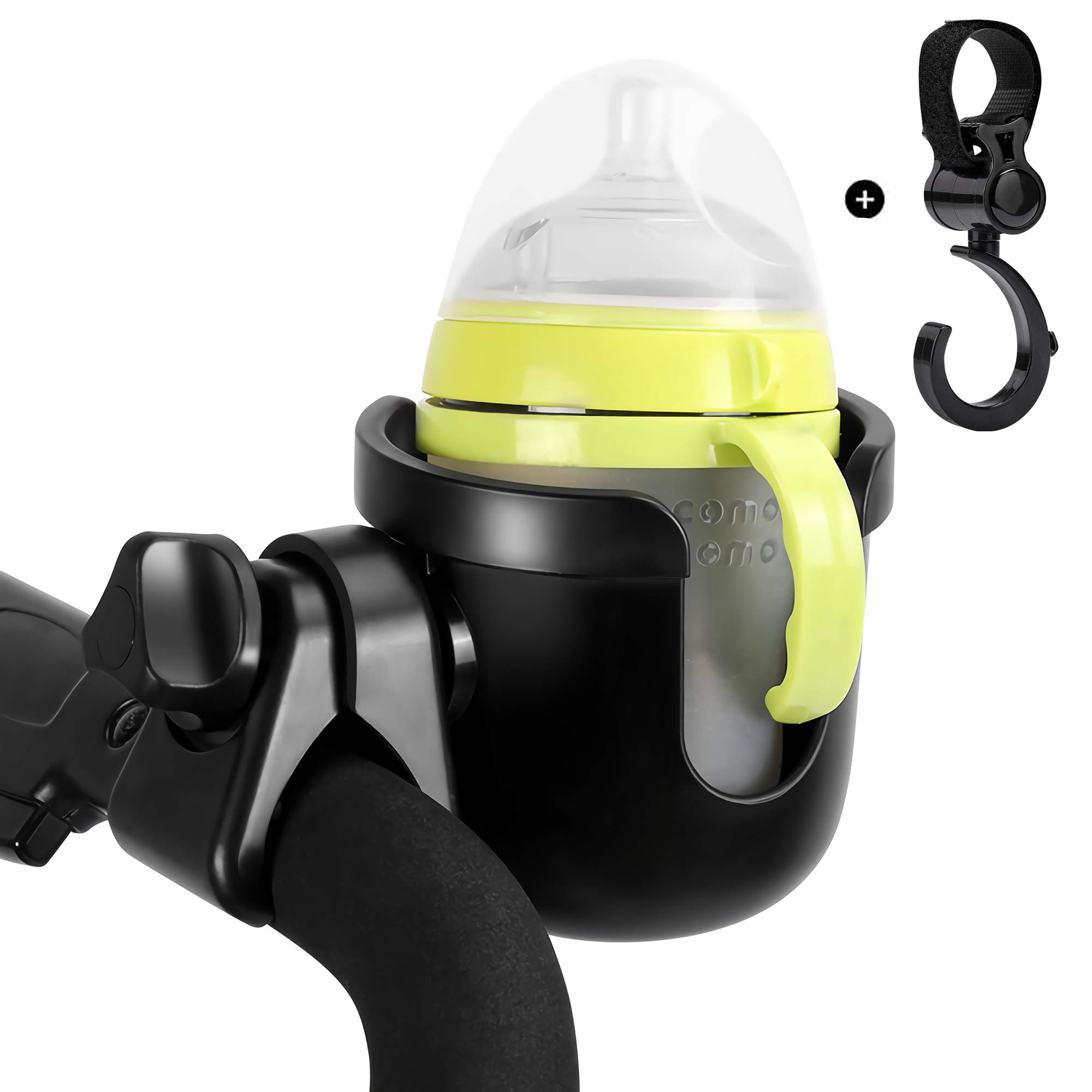 Universal Cup Holder with a Hook LANEYLI Stroller Cup Holder Bike Bottle Holder Large Caliber Designed 360 Degrees Rotation Fit for Baby Stroller, Bicycle, Wheelchair, Walker, Trolleys