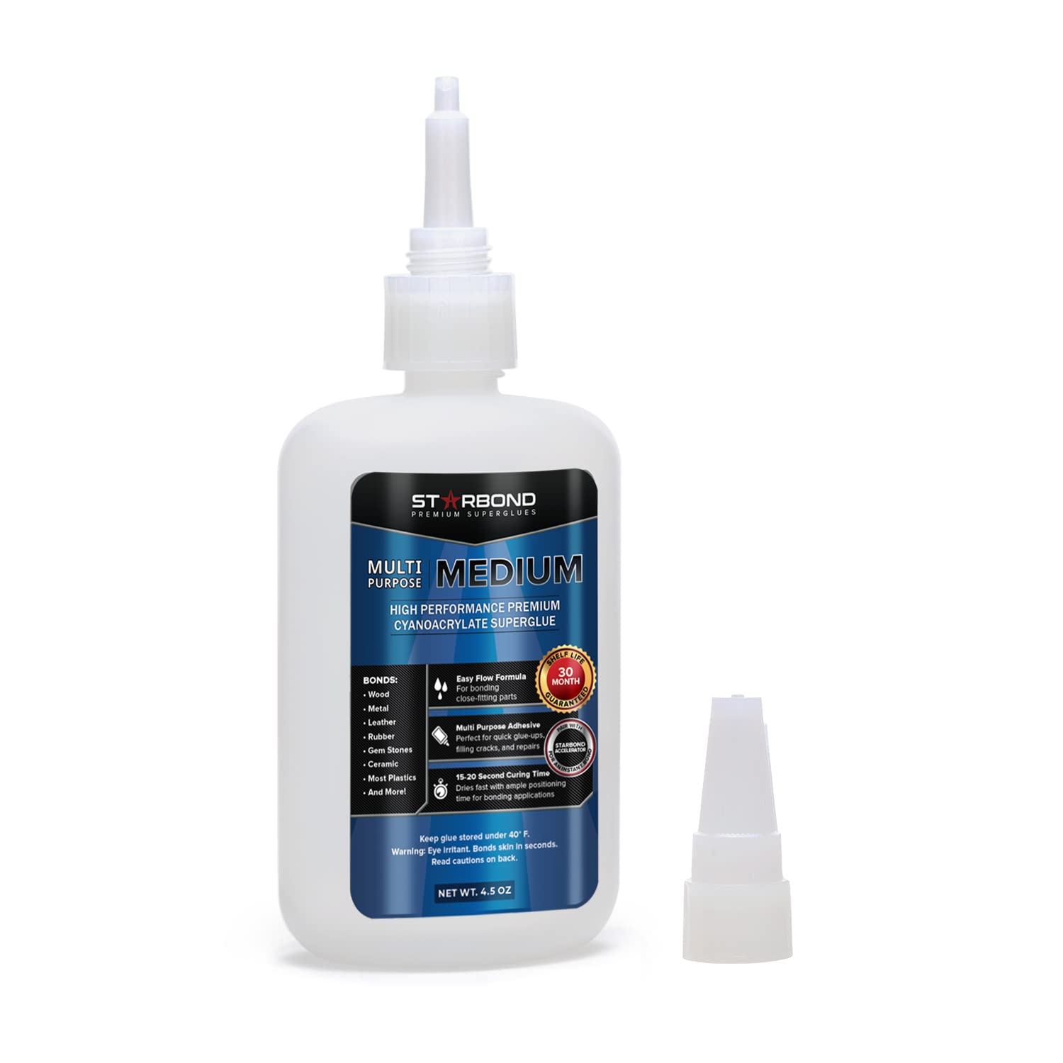 Starbond 4.5 oz. Medium CA Glue with 10 oz. Activator Bundle (Premium Cyanoacrylate Super Glue) for Quick Glue-ups. Woodworking, Woodturning, Hobby Models (2 x 4.5 oz)
