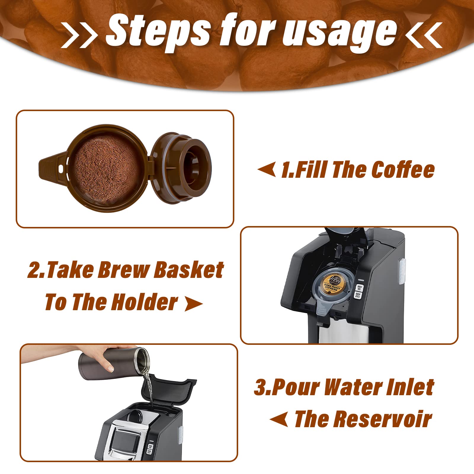 Single Serving Ground Coffee Brew Filter/Holder Basket for Hamilton beach flexbrew replacement parts 49957 49974 49976 49979 49957 49954 49947 49940 49950 49966 49968 Reusable coffee filter Brown (2)