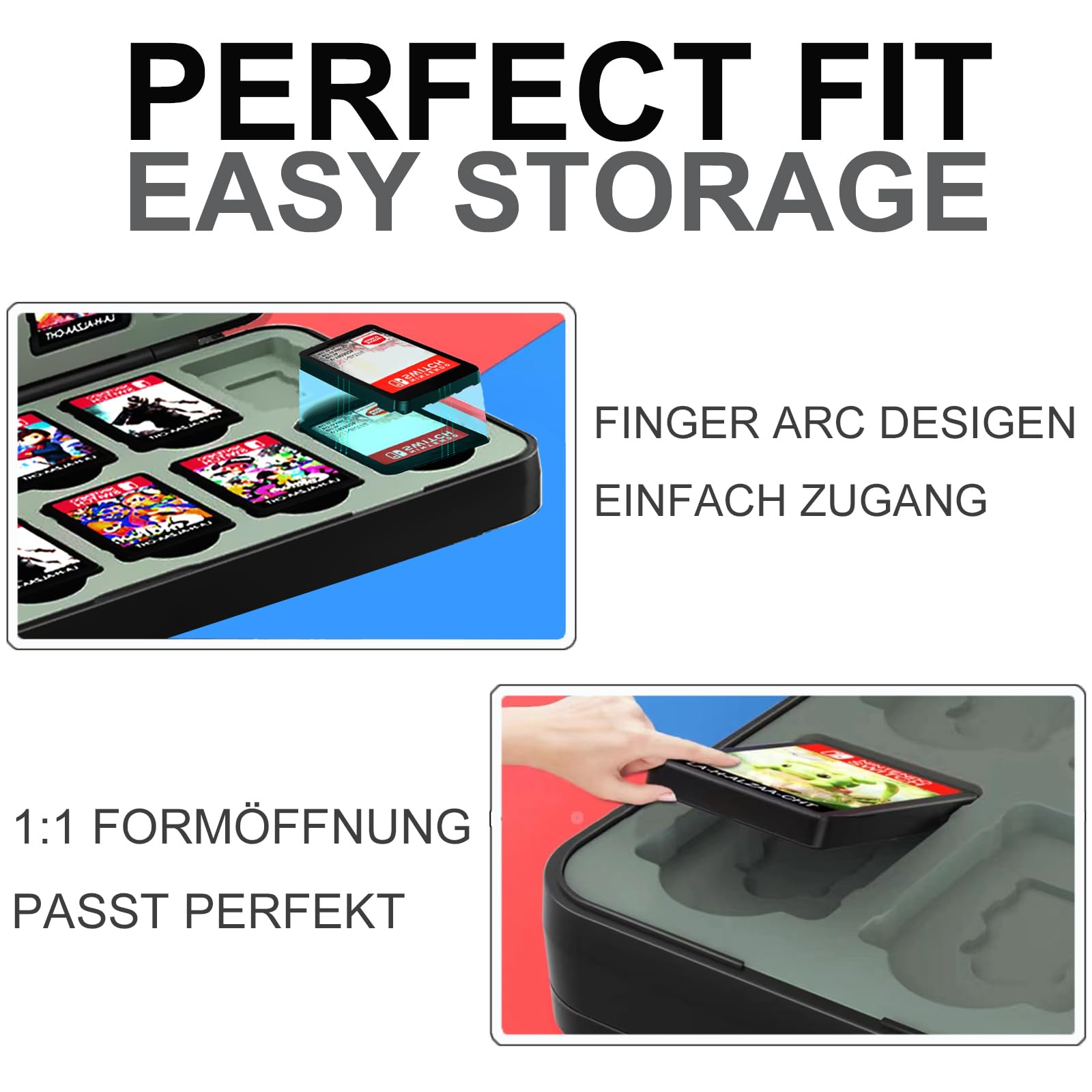 TATMOHIK Game Card Case for Nintendo Games or Micro SD Cards, Switch Game Card Holder for Nintendo Switch Card Holder with 24 Nintendo Eshop Gift Card and 24 Micro SD Card Slots(Black,24slots)