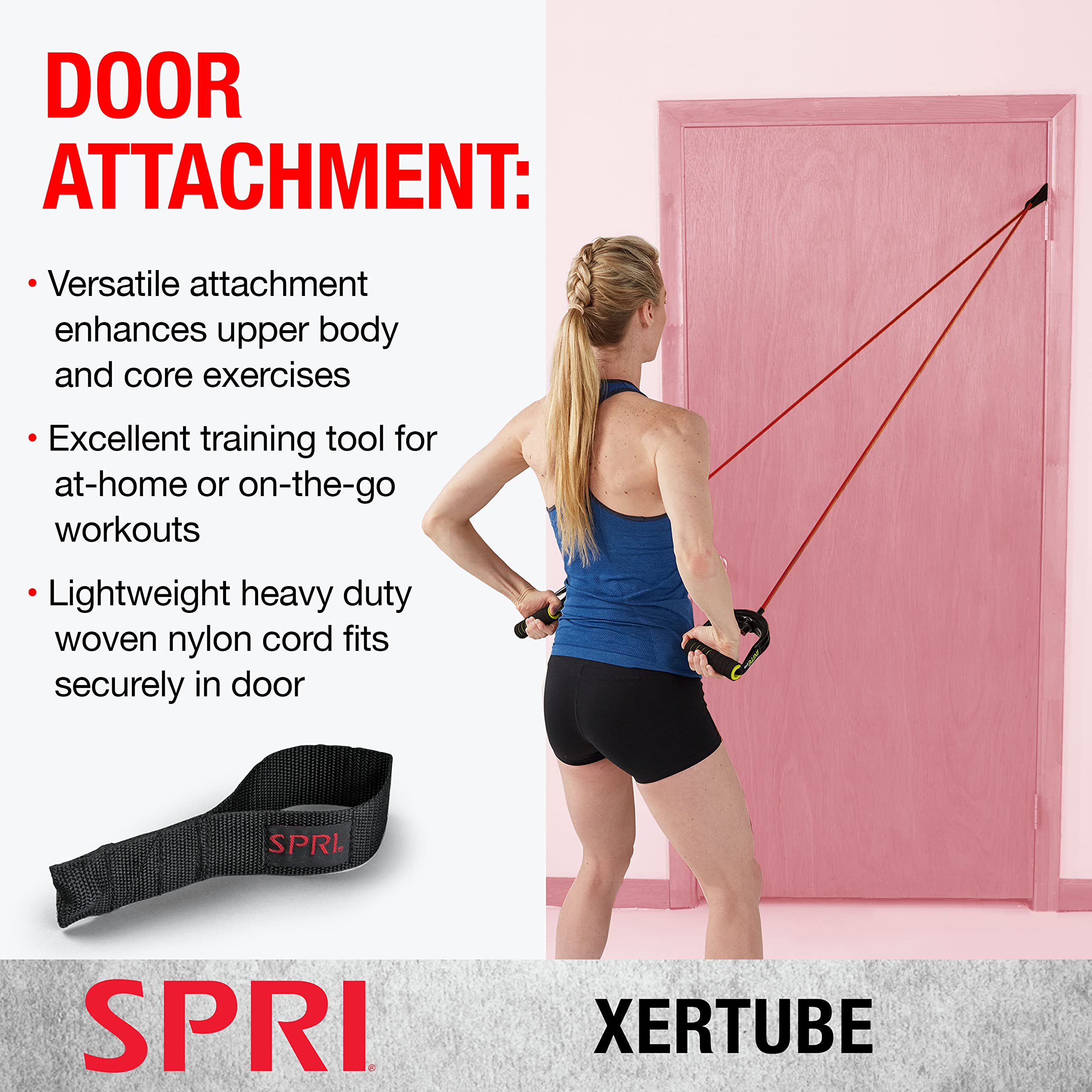 SPRI Xertube Resistance Bands with Handles β All Exercise Cords Sold Separately with Home Gym Workout Fitness Door Anchor Attachment Option