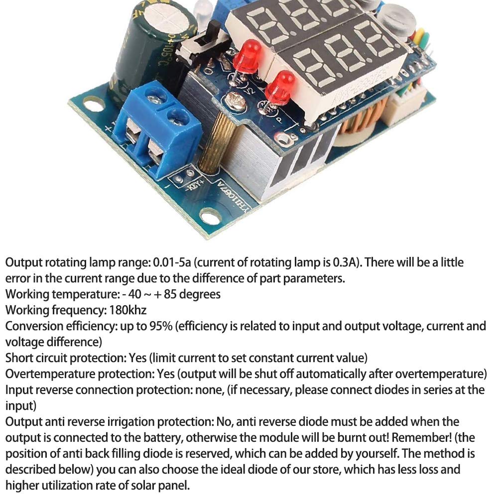 WSDMAVIS 1Pcs MPPT Solar Controller Module 5A Dc-Dc Step Down Buck Voltage Regulator Power Module Constant Current Charging Board LED Display