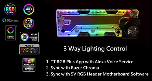 Thermaltake Pacific DP100-D5 Plus 360mm 200ml 16.8 Million Color RGB Alexa/Razer Chroma/5V Motherboard Syncable 6-Port G 1/4" Thread 5-Speed Adjustable D5 Pump Distro Plate Combo CL-W263-PL00SW-A