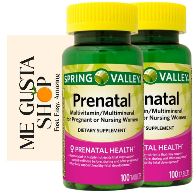 Spring Valley Multimineral Prenatal Multivitamin Tablets Dietary Supplement, (Pack of 2) 100 Count + Asstd Collor Pill Organizer Me Gustas