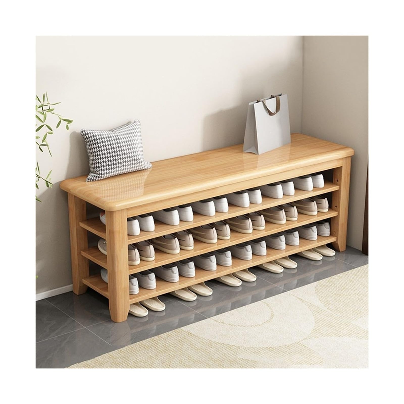 Shoes Rack 2/3-Tier Shoe Bench, Rustic Solid Wooden Shoe Organizer, Adjustable Entryway Storage Bench, Foyer Bench, Shoe Rack Bench Holds Up to 550 lbs Shoe Shelf (Size : 3-Layers 120cm)