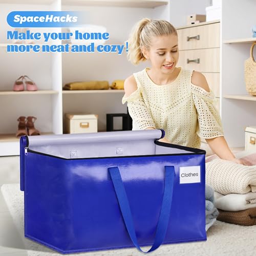 SpaceHacks 4 Pack-93L Heavy Duty Moving Bags, Moving Boxes with Reinforced Handles & Premium Zippers, Storage Totes for Space Saving, Packing & Moving Storage