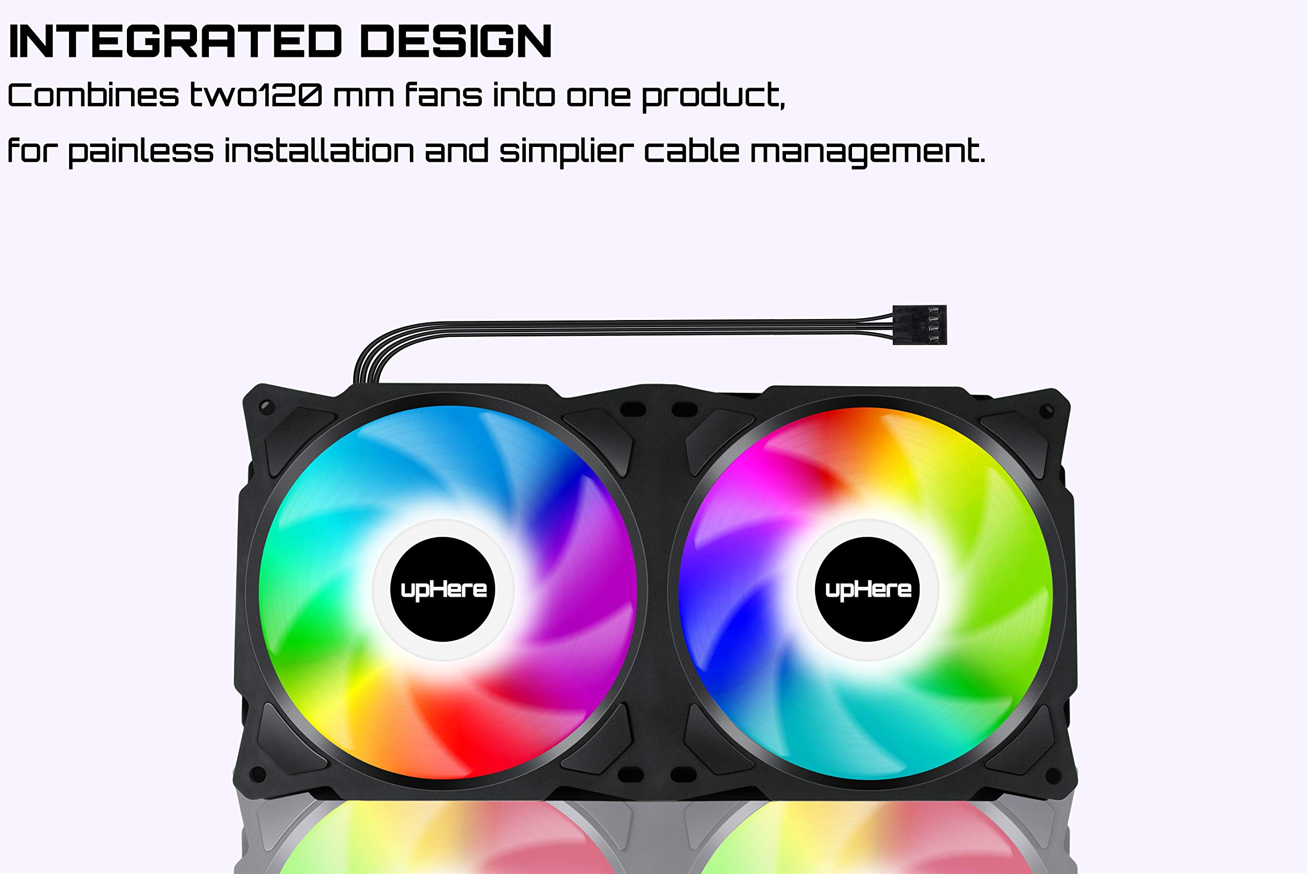 upHere PF240CF 240mm Quiet Edition High Airflow Colorful LED Case Fan,Hydraulic Bearing,Cable Management and PWM Control Fan